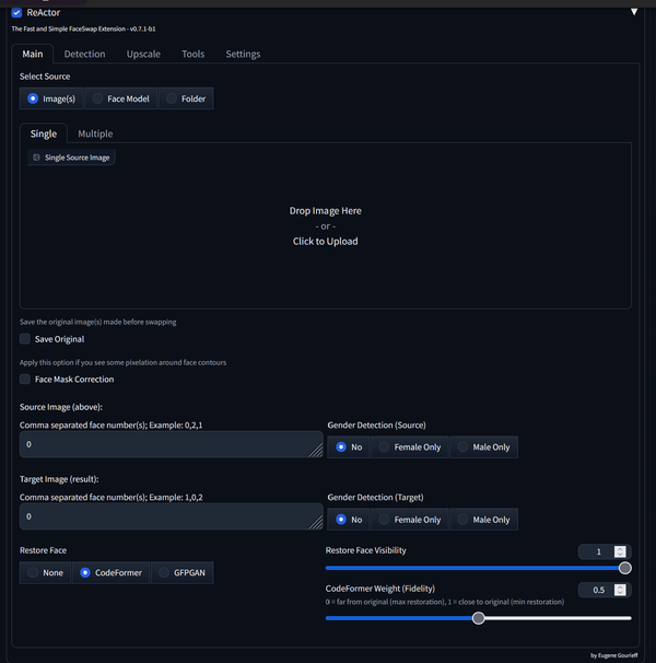 Face Swapping with ReActor